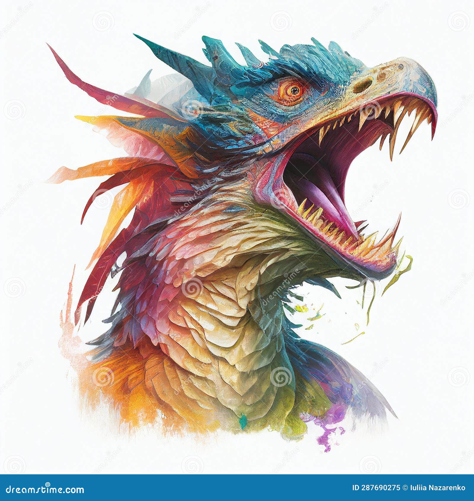 Fantastic Multi-colored Dragon on a White Background. AI Generated ...