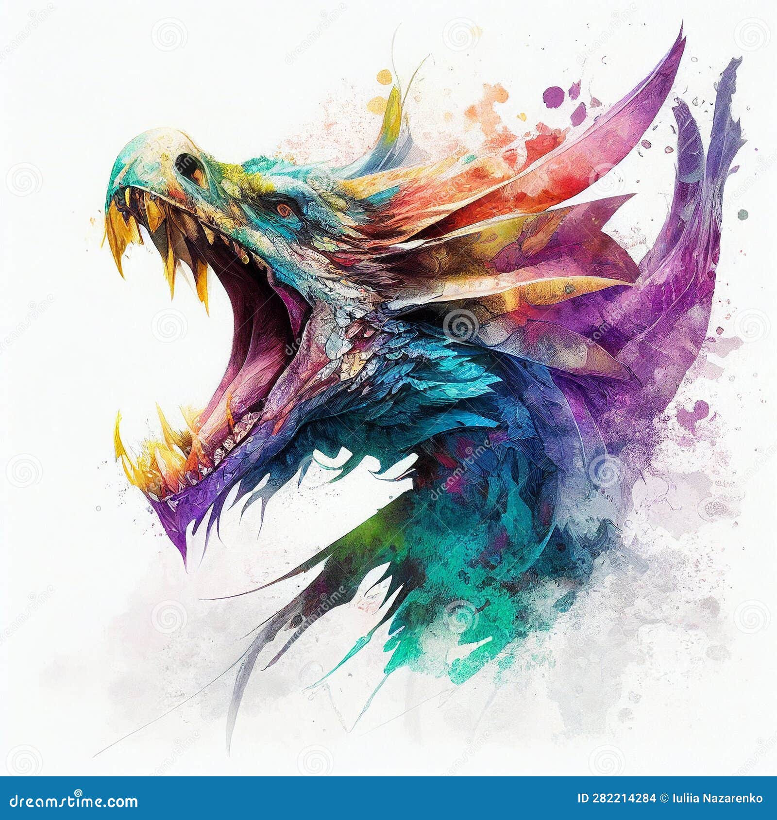 Fantastic Multi-colored Dragon on a White Background. AI Generated ...