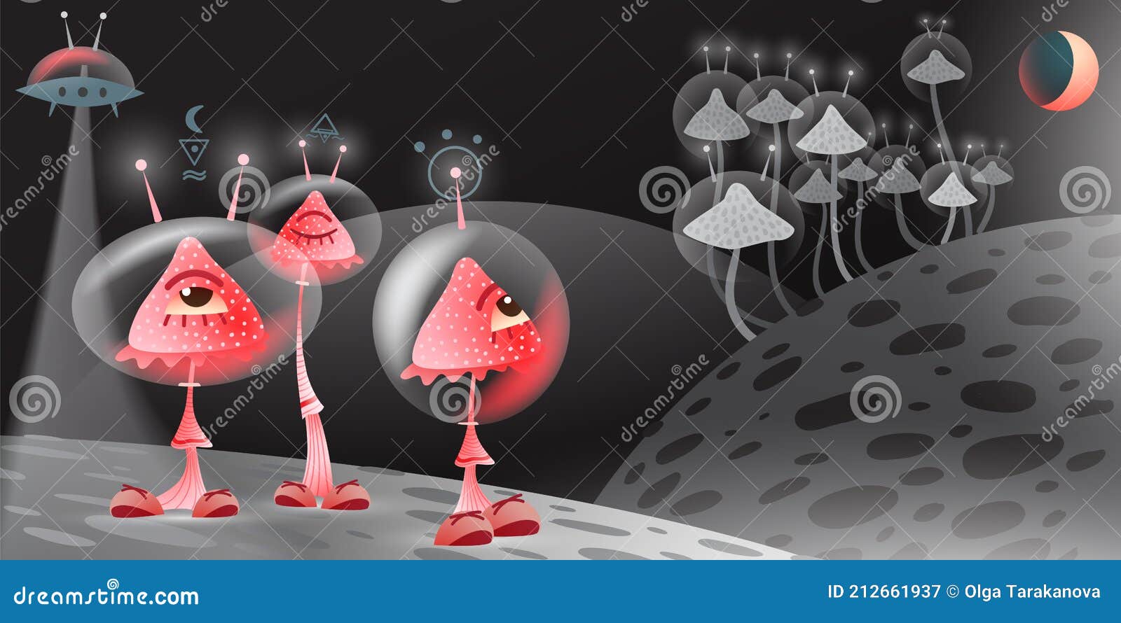 Fantastic Mushrooms in Space Stock Vector - Illustration of cosmic ...