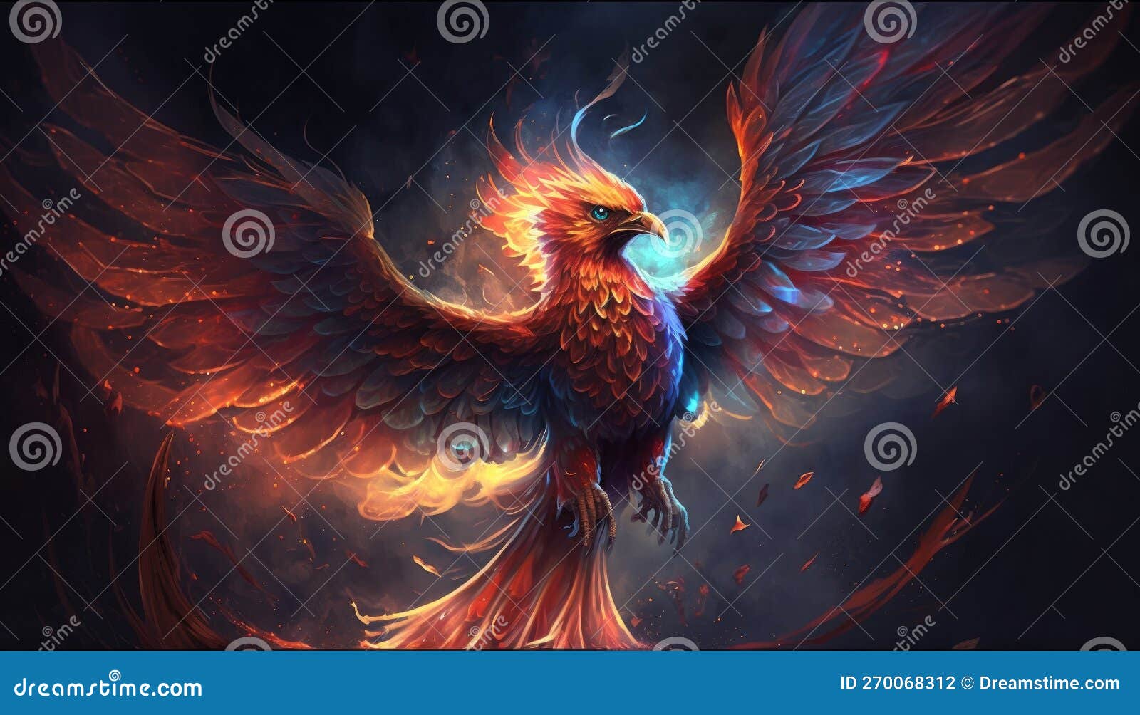 Fantastic Mystical Bird Phoenix Fire Bird Flying Illustration Image ...