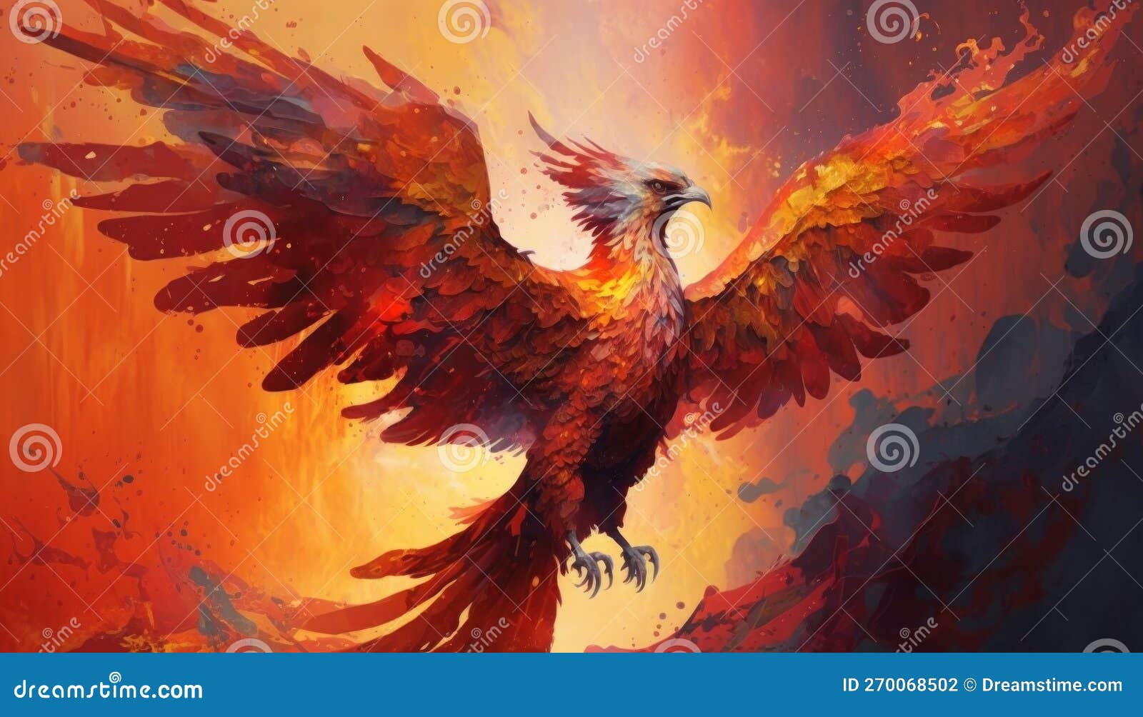 Fantastic Mystical Bird Phoenix Fire Bird Flying Image Generative AI ...