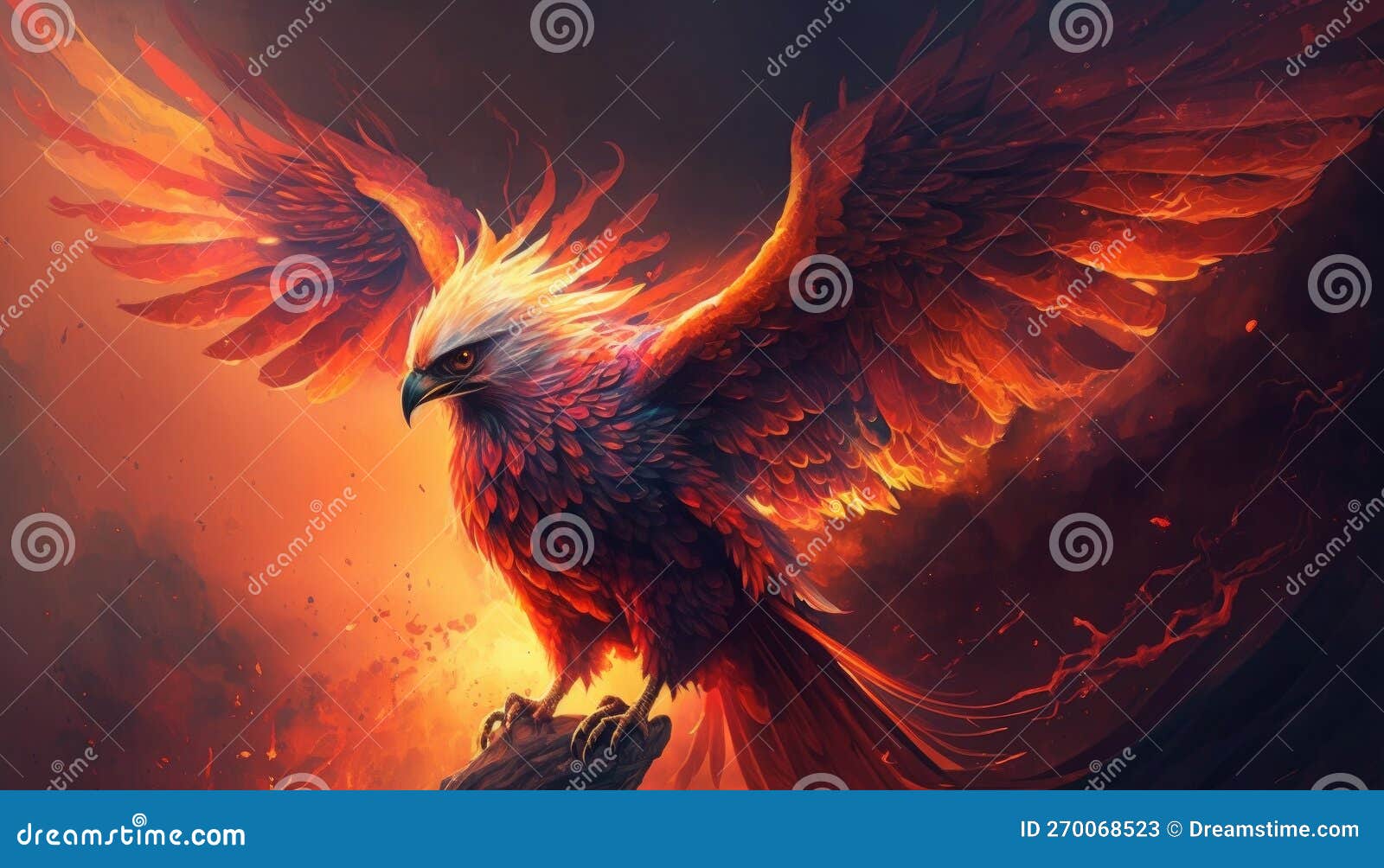 Fantastic Mystical Bird Phoenix Fire Bird Flying in the Sky Generative ...