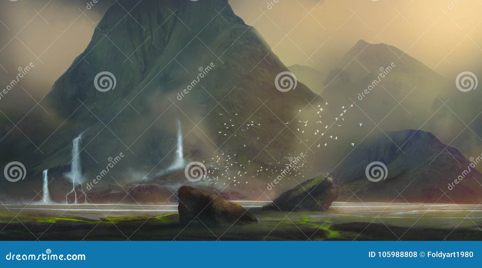 Fantastic Nature Concept Art Stock Photo - Image of water, watercolor ...