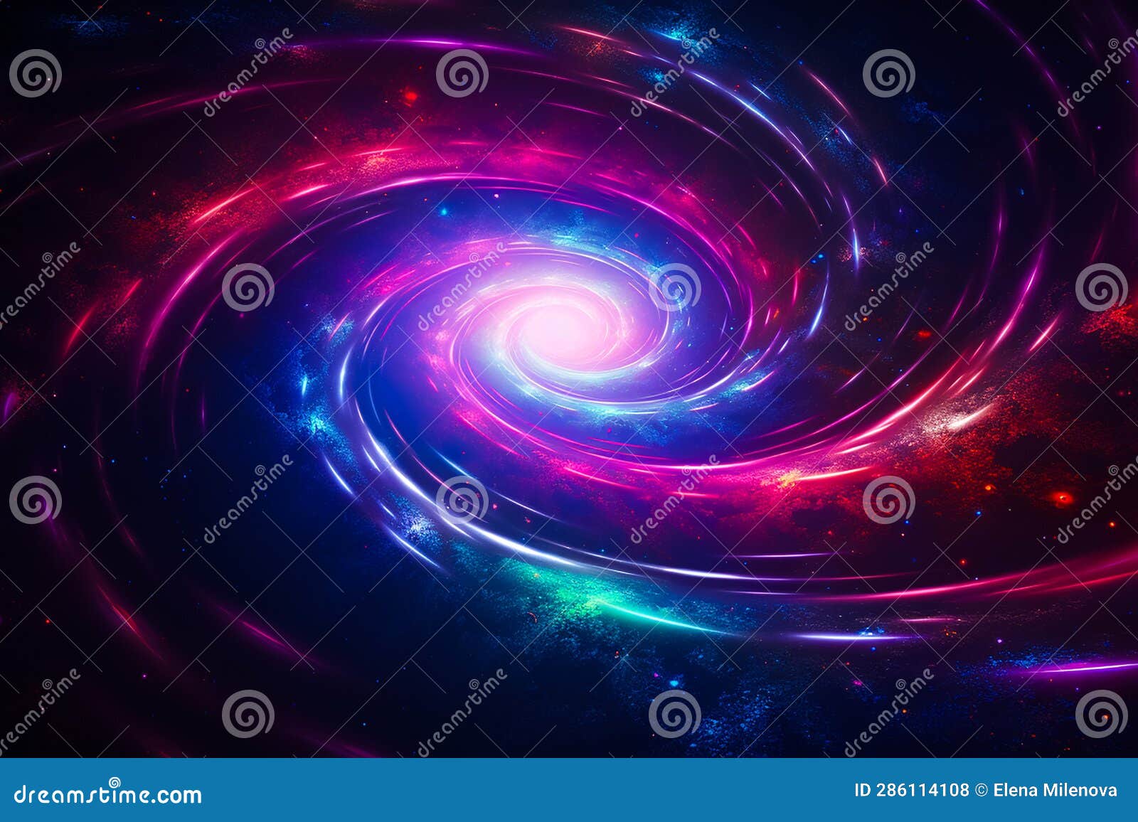 Fantastic Neon Glowing Cosmic Vortex. Stock Illustration - Illustration ...