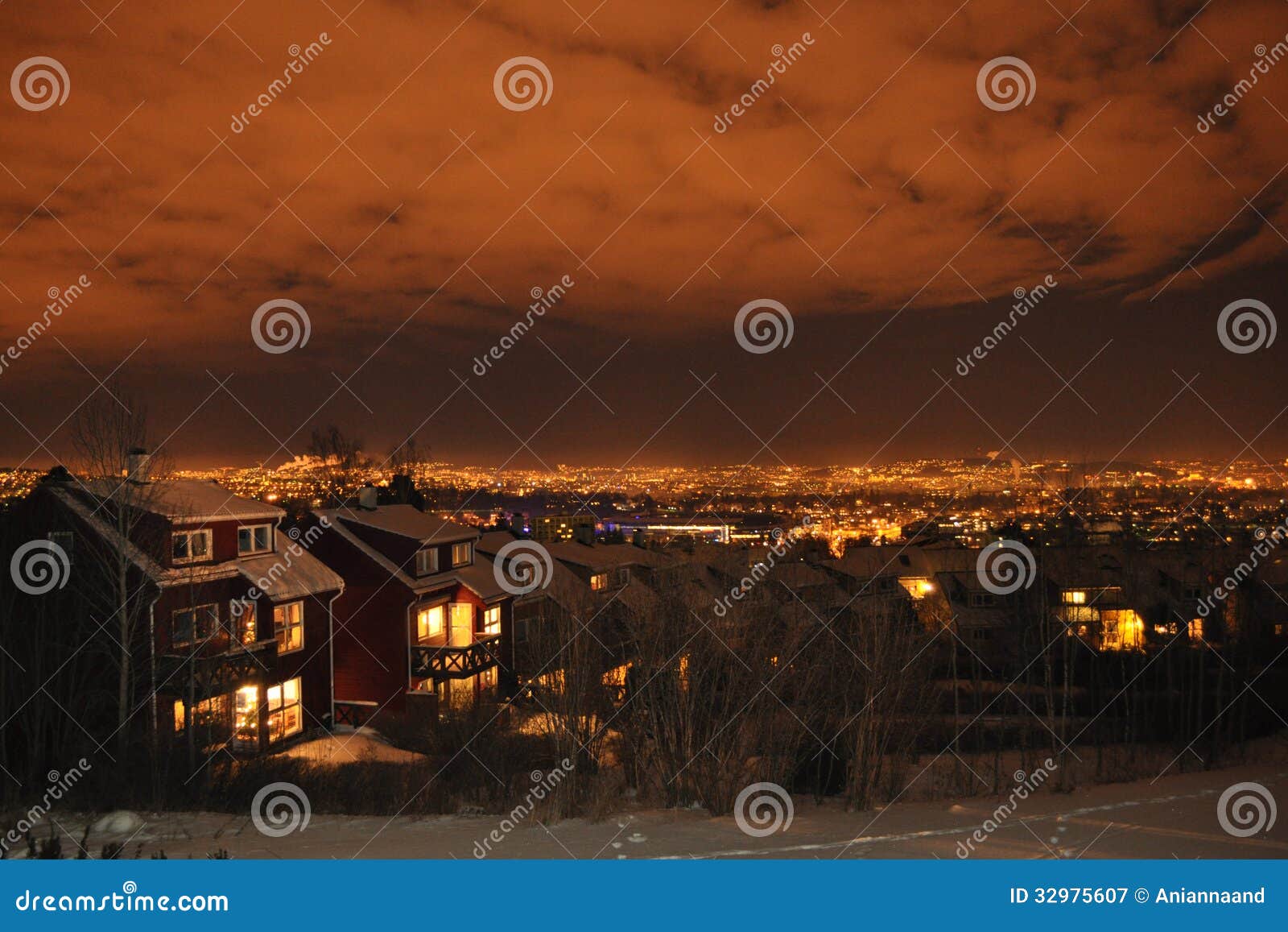 Fantastic Night Sky Over Oslo Stock Image - Image of light, scandinavia ...