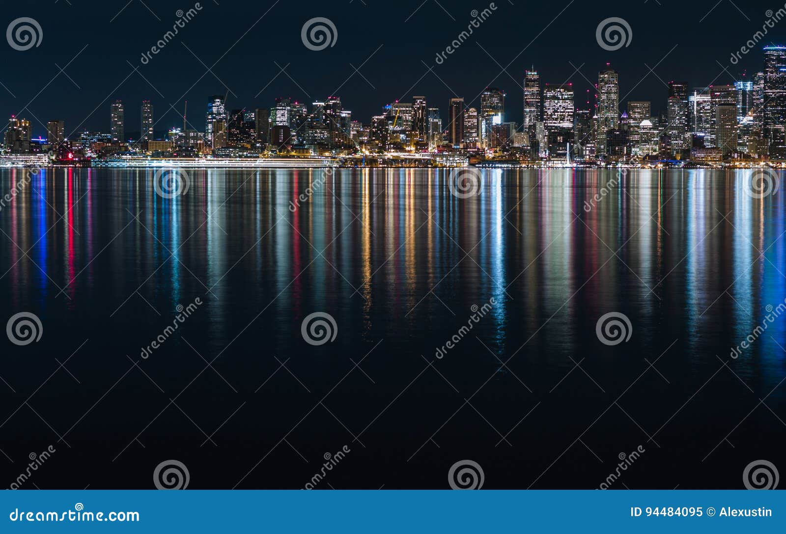 Fantastic Nighttime Panoramic City View with Illuminated Skyscrapers ... Fantastic Nighttime Panoramic City View with Illuminated Skyscrapers ...