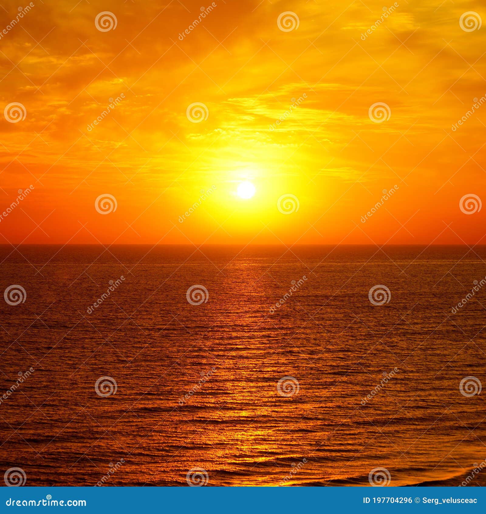 Fantastic Ocean and Sunset Sky in Red Colors Stock Photo - Image of ...