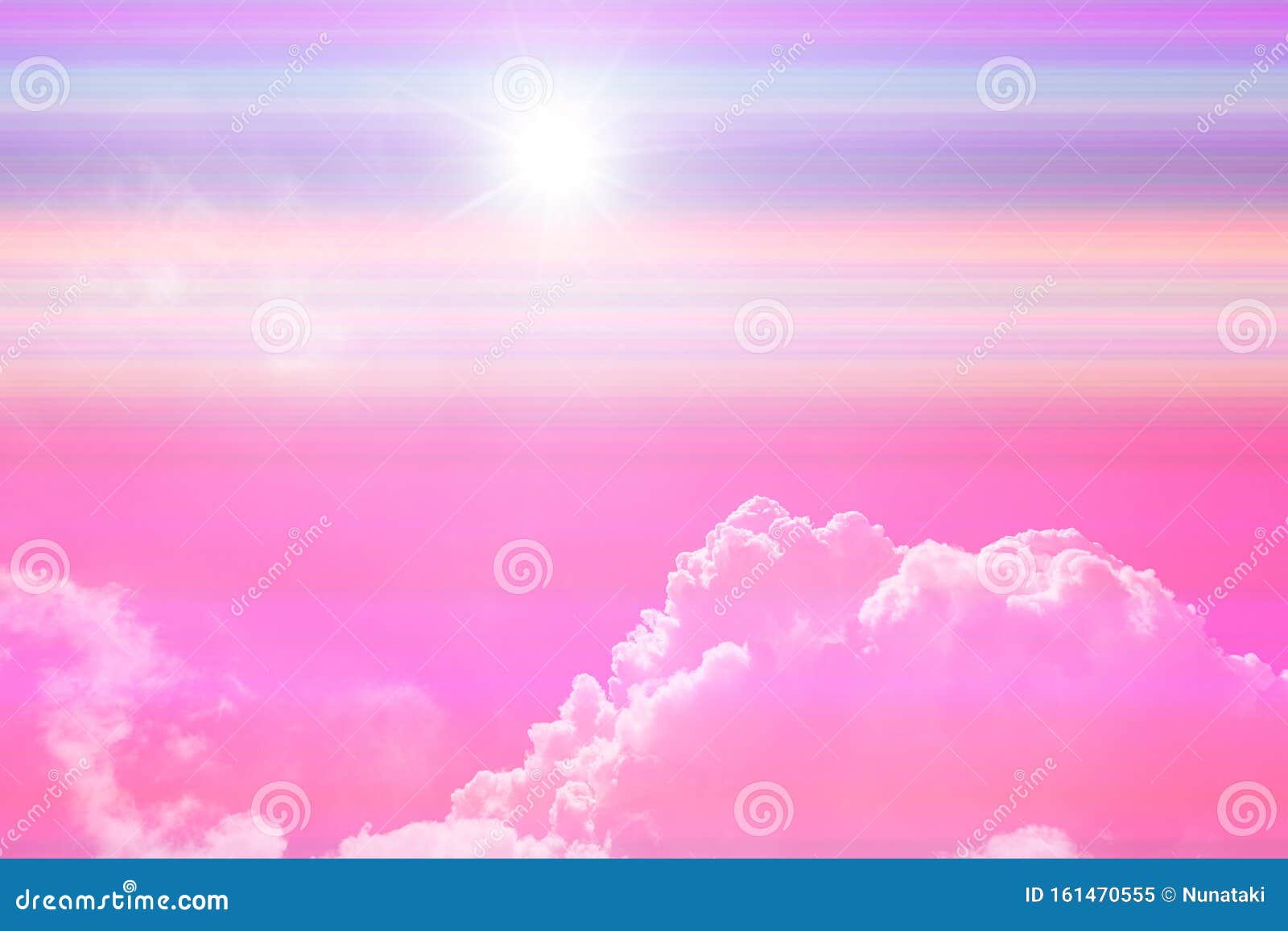 Fantastic Pink Sky with Cumulus Clouds and and Color Gradient Stock ...