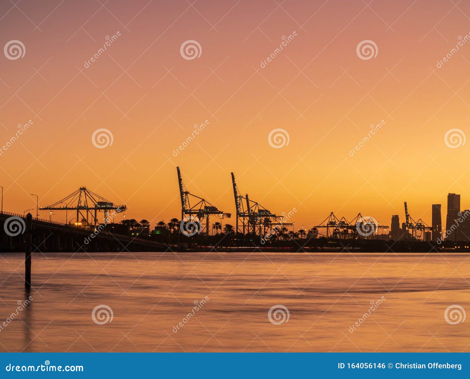 Fantastic Pink Sunset at Miami Harbour, USA Stock Photo - Image of boat ...