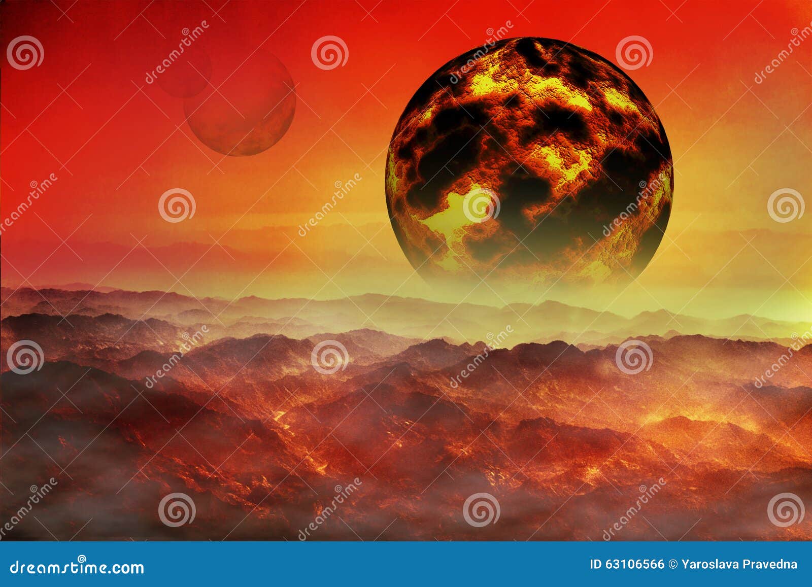 Fantastic planet stock illustration. Illustration of fiery - 63106566