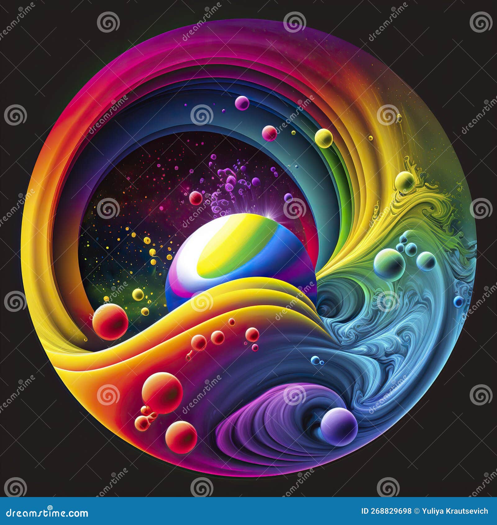 Fantastic Planet, Rainbow Colors. Generative AI Stock Illustration ...