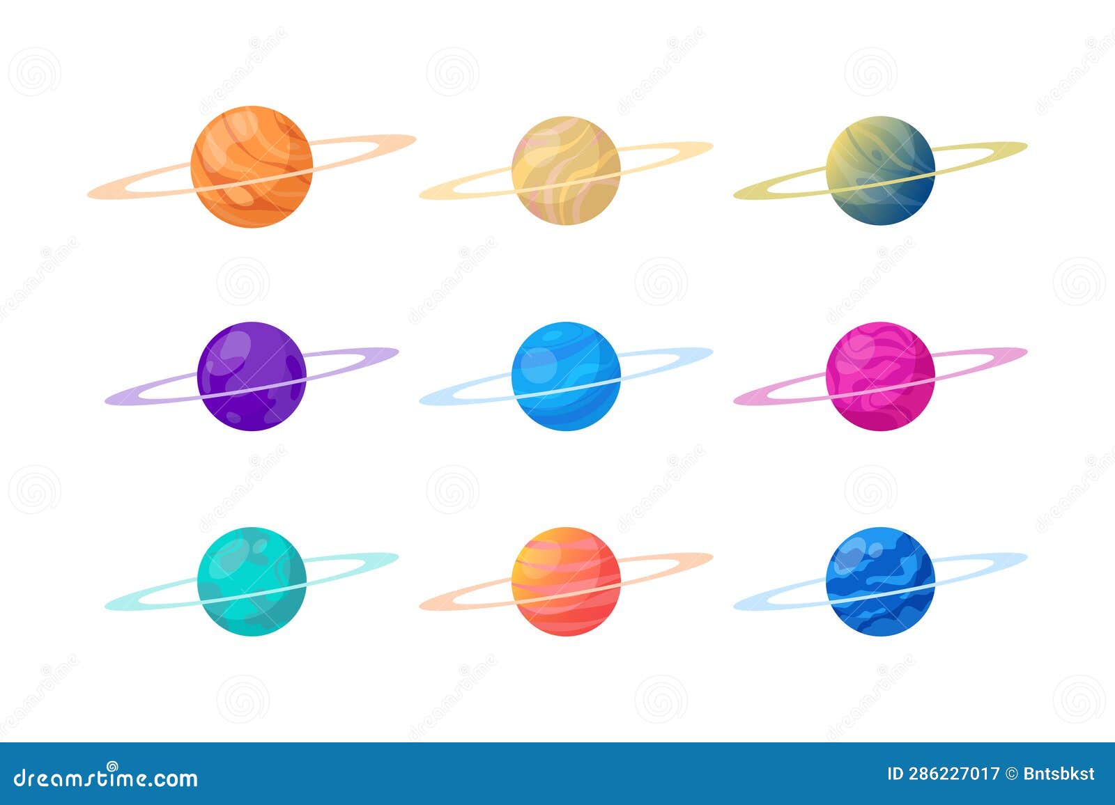 Fantastic Planets Icons Set. Cosmic World Design Elements. Galaxy ...