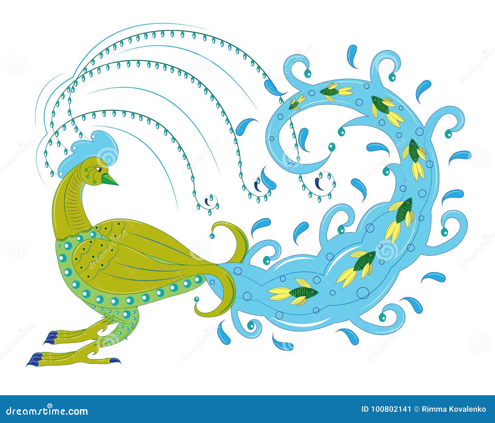 The Fantastic Rooster Catches Fish Stock Vector - Illustration of hook ...