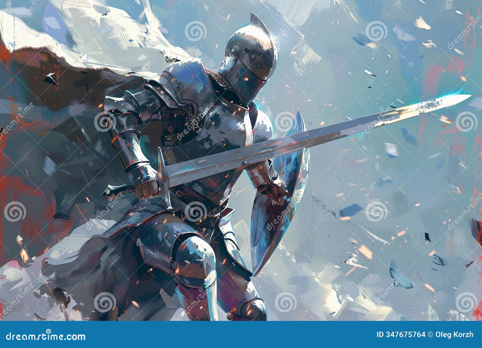 Fantastic Royal Knight in Iron Armor Guards Castle Chambers Stock ...