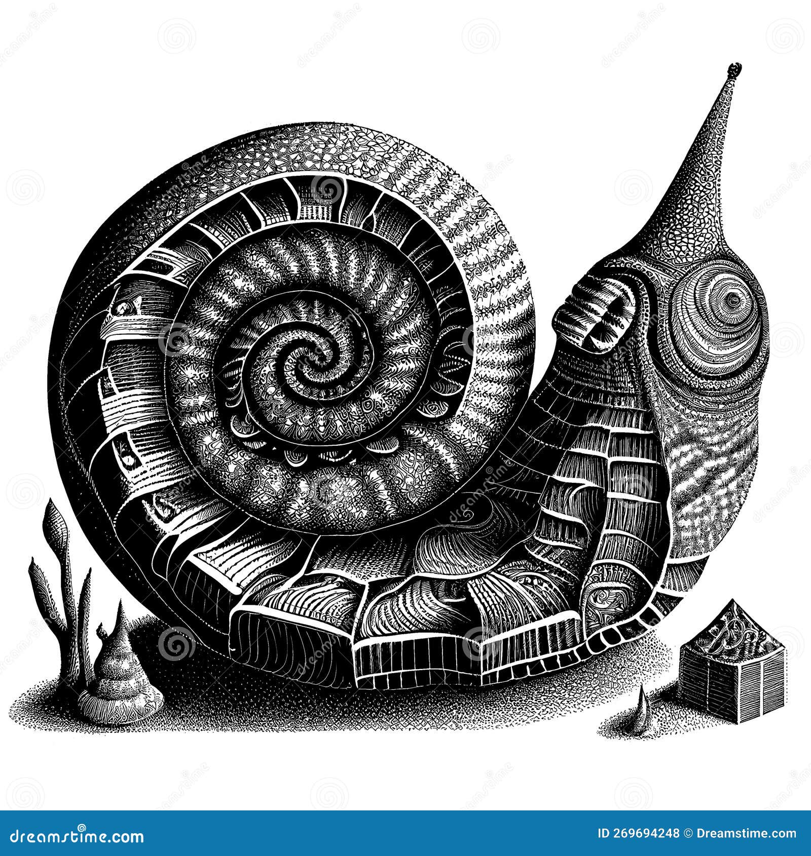 Fantastic snail stock illustration. Illustration of psychology - 269694248