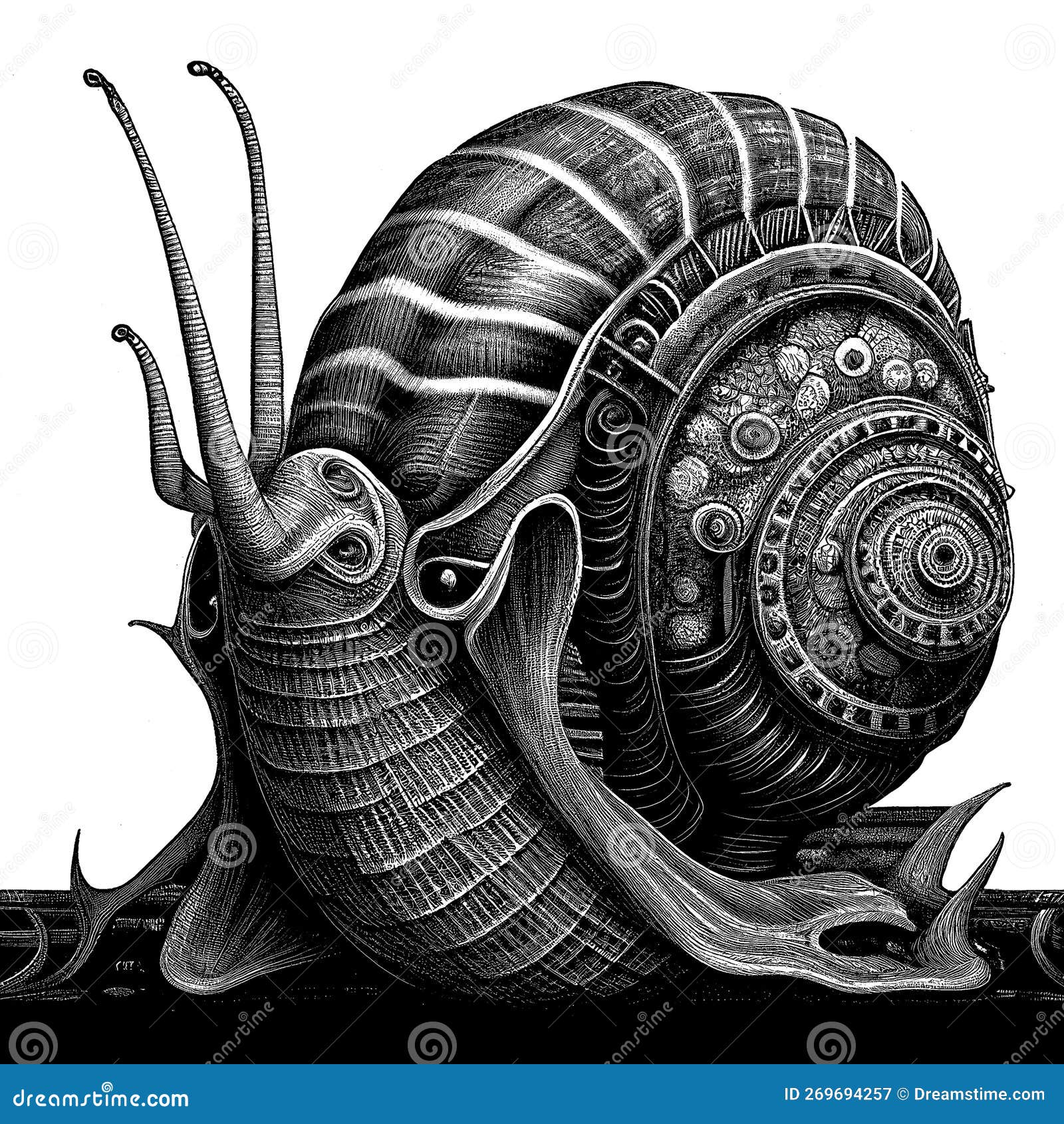 Fantastic snail stock illustration. Illustration of character - 269694257