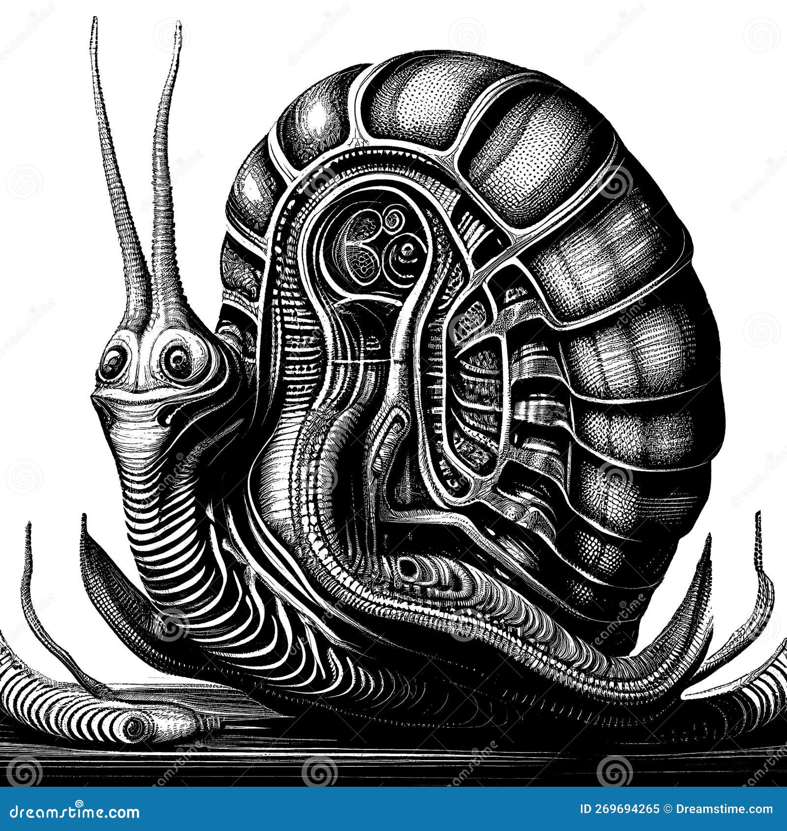 Fantastic snail stock illustration. Illustration of funny - 269694265