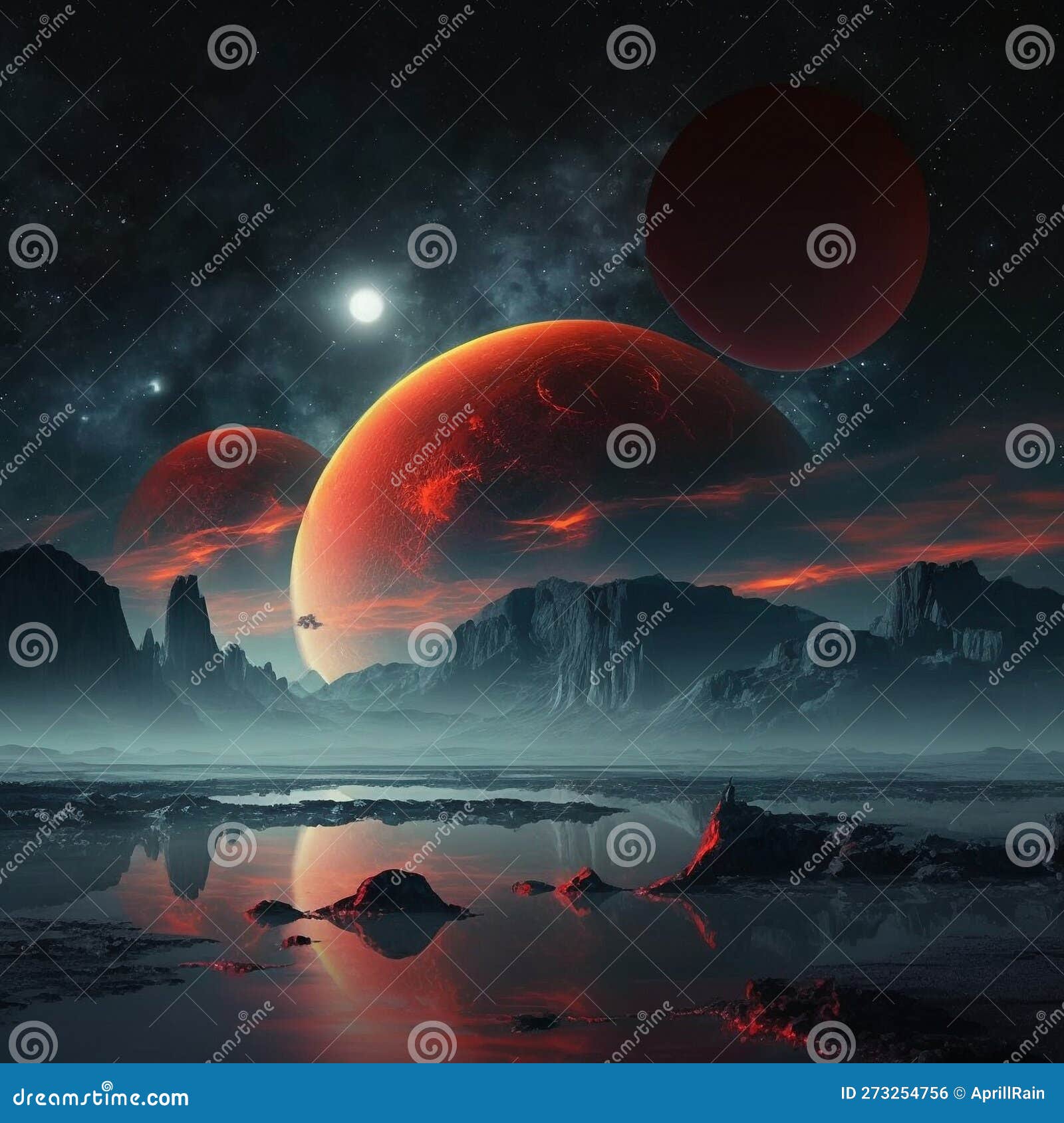 Fantastic Space Image of the Red Planets Stock Illustration ...