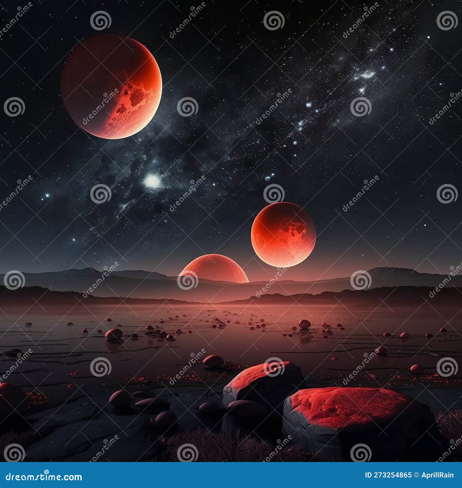 Fantastic Space Image of the Red Planets Stock Illustration ...