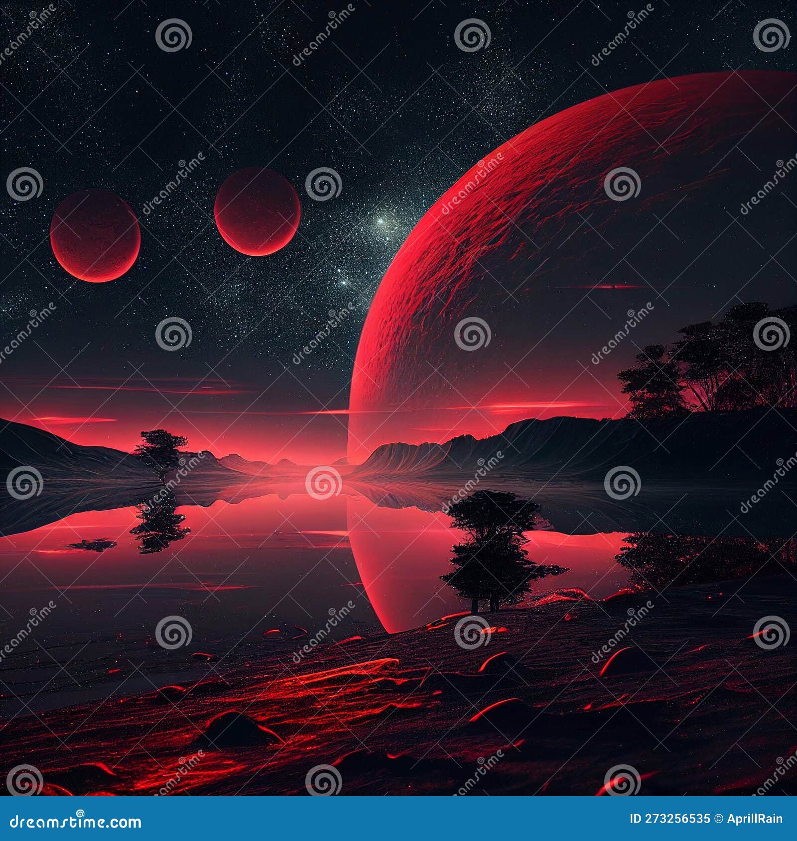 Fantastic Space Image of the Red Planets Stock Illustration ...