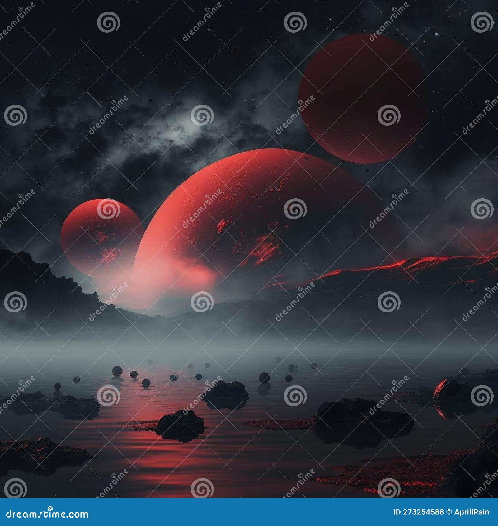 Fantastic Space Image of the Red Planets Stock Illustration ...