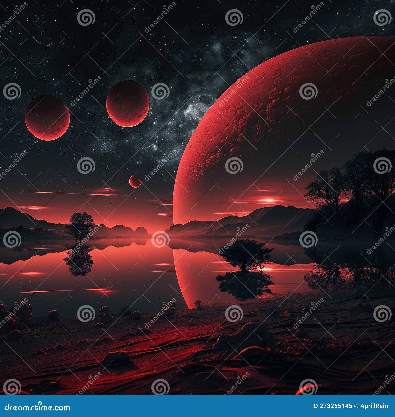 Fantastic Space Image of the Red Planets Stock Illustration ...