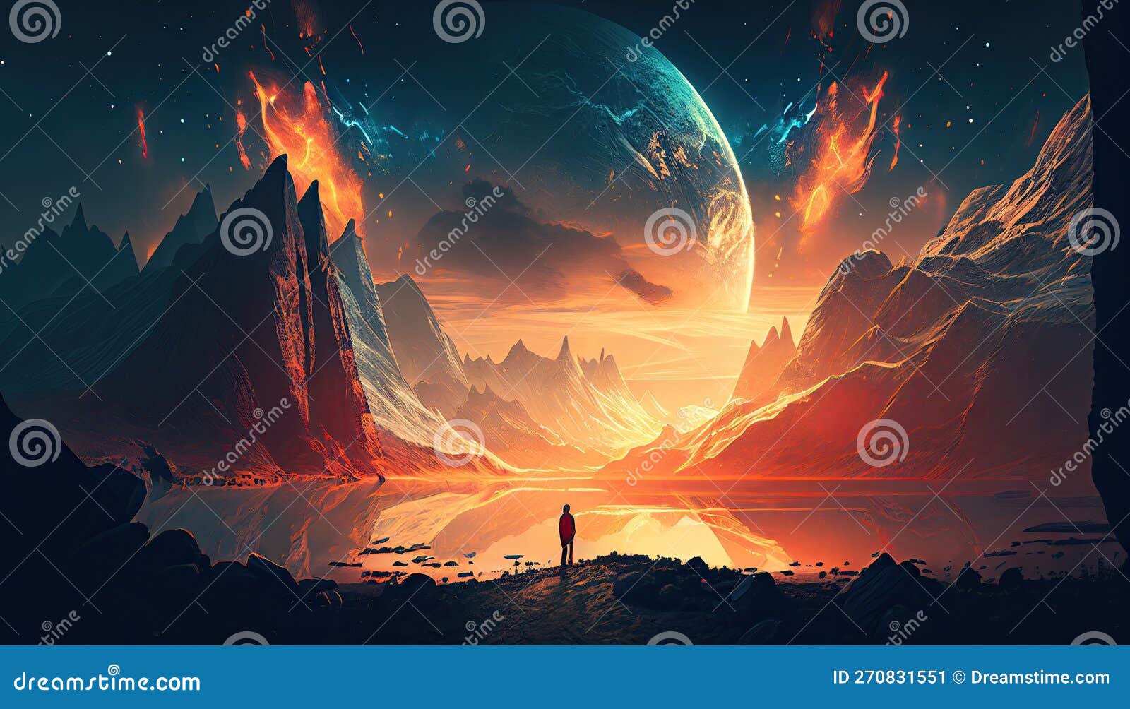 Fantastic Space Nature Landscape Background, Generative Ai Stock ...