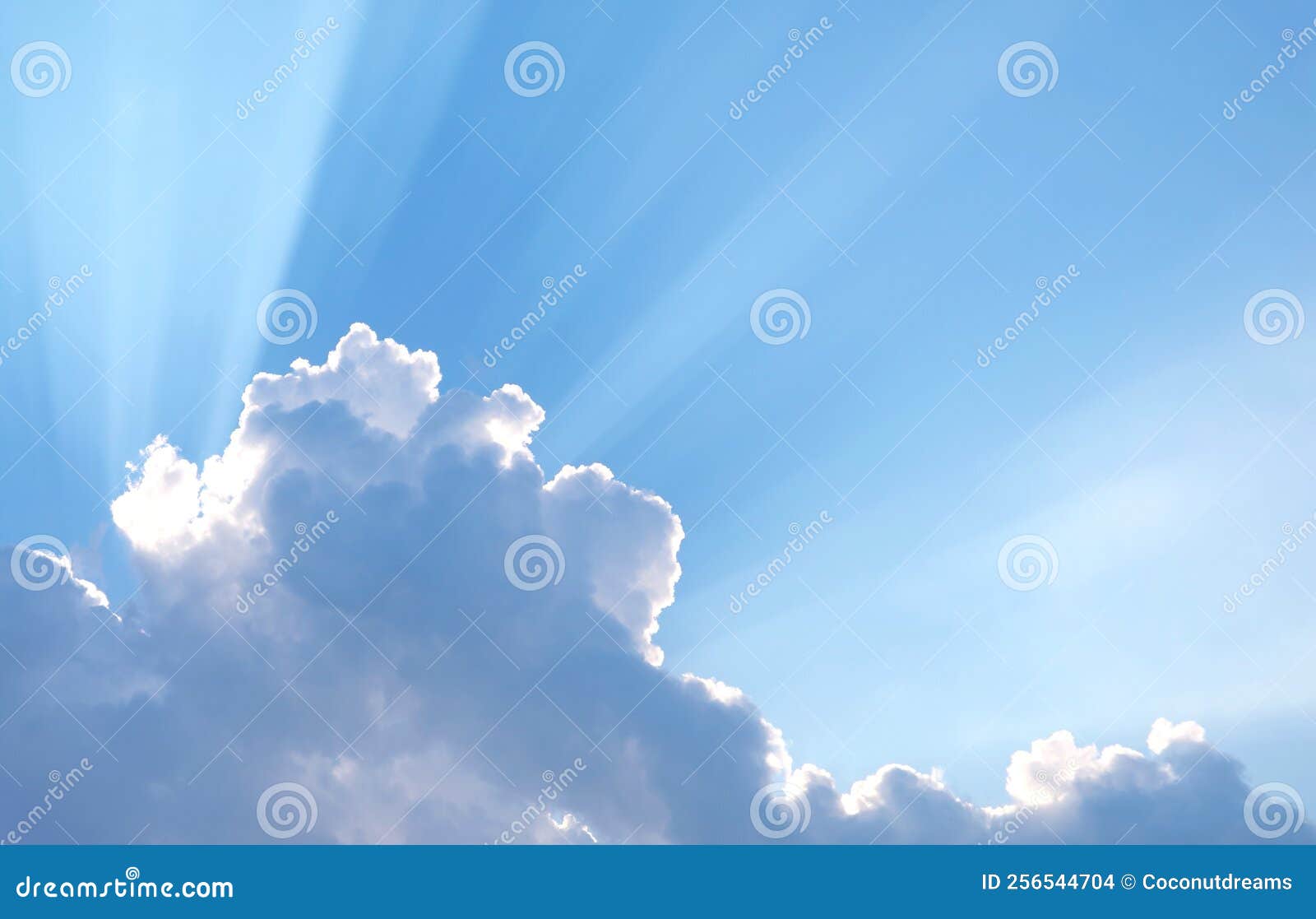 Fantastic Sunbeam Shining through the Fluffy Clouds Stock Photo - Image ...