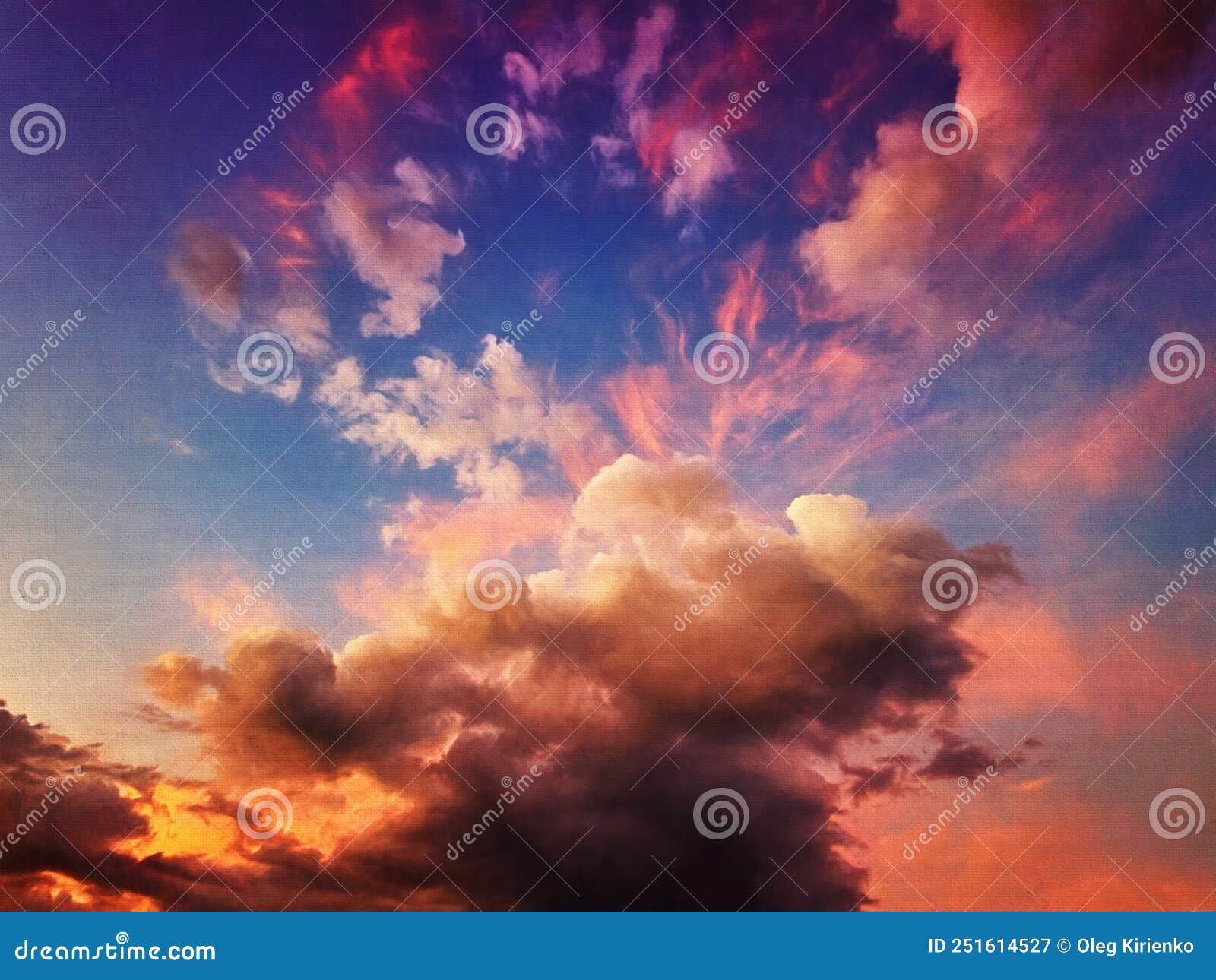 Fantastic Sunset Sky with Unusual Clouds. Illustration Stock Image ...