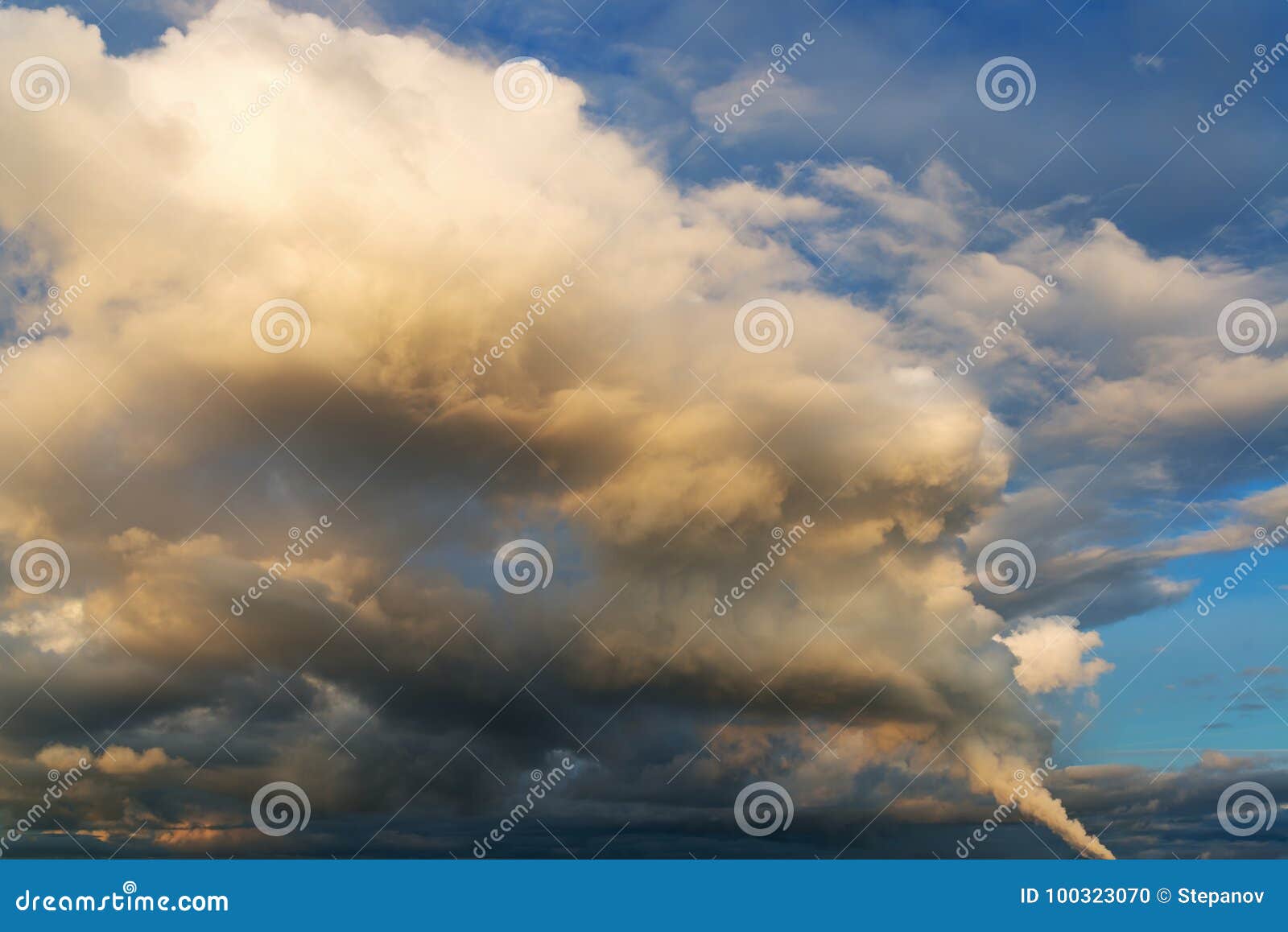 Fantastic Thunderclouds Against Blue Sky Stock Photo - Image of ...
