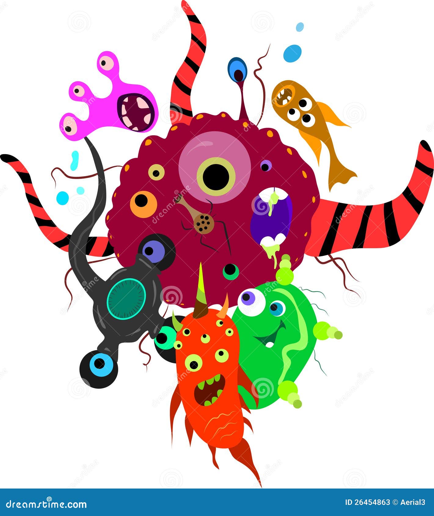 Fantastic Toilet Monsters Microbes Stock Vector - Illustration of ...