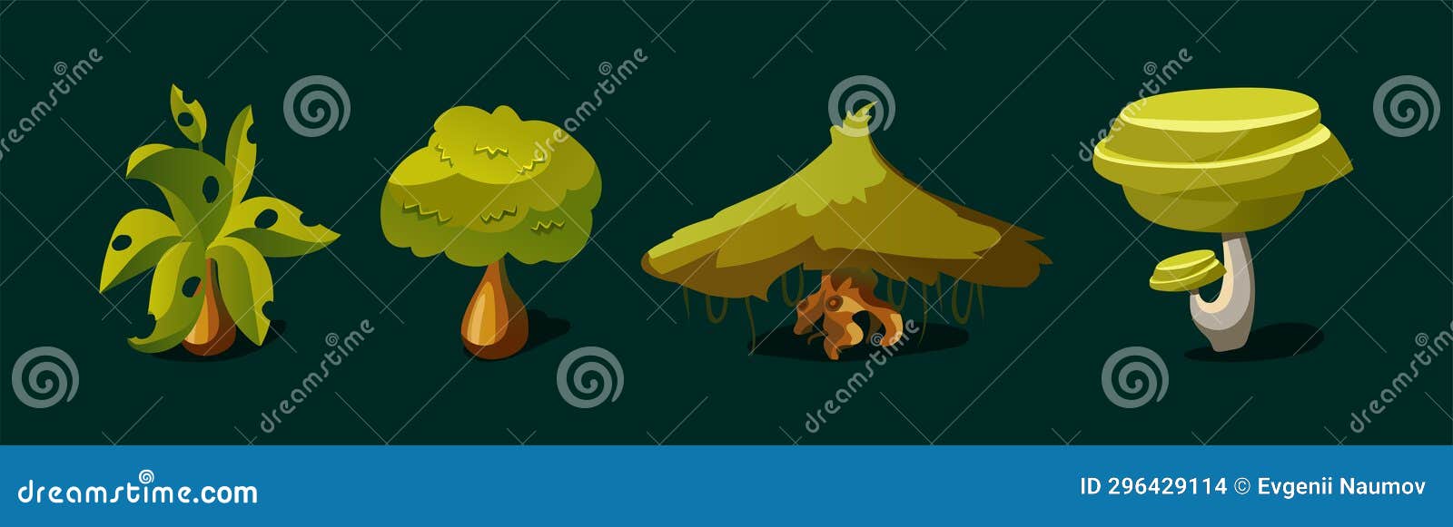 Fantastic Tree for Ui Game Design Vector Set Stock Vector ...