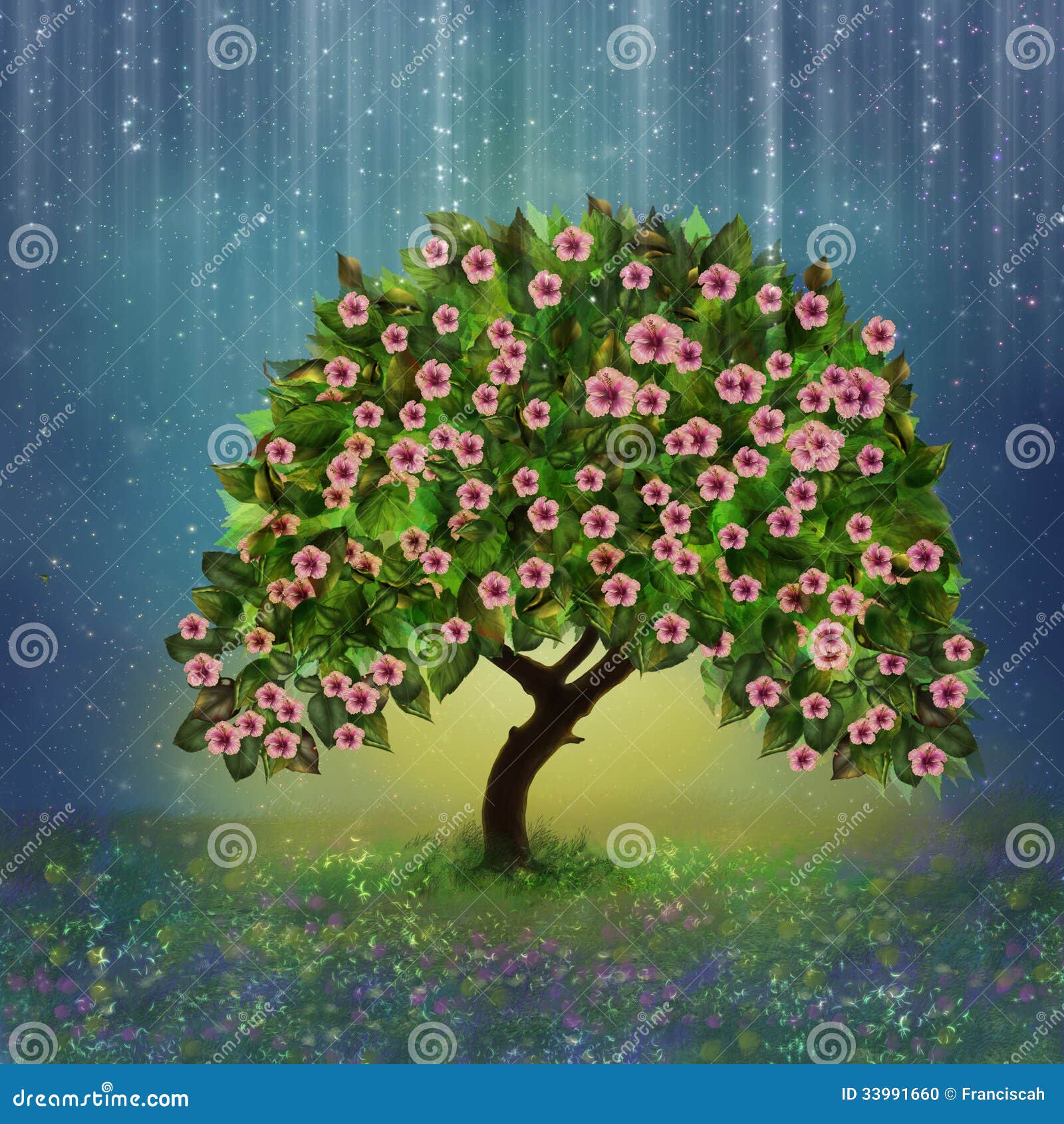 Fantastic tree stock photo. Image of night, flowers, nature - 33991660