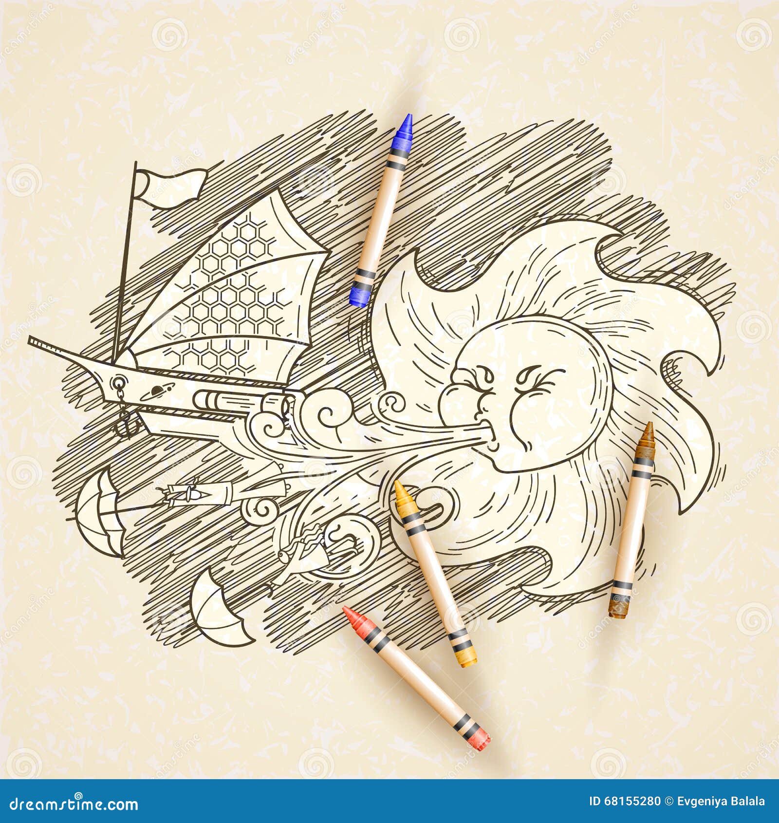 Fantastic Vector Illustration with the Solar Wind. Stock Vector ...