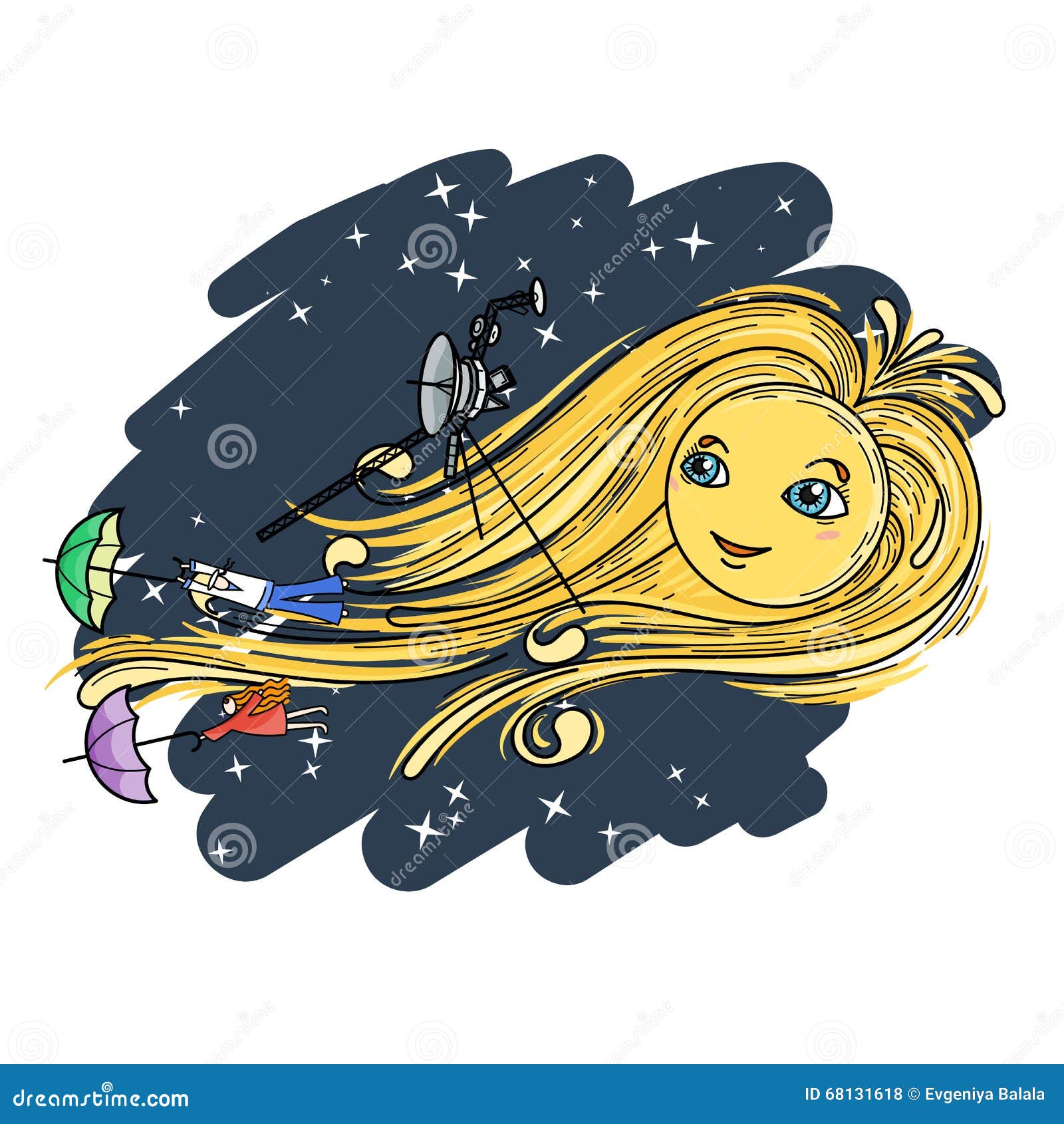 Fantastic Vector Illustration with the Solar Wind. Stock Vector ...