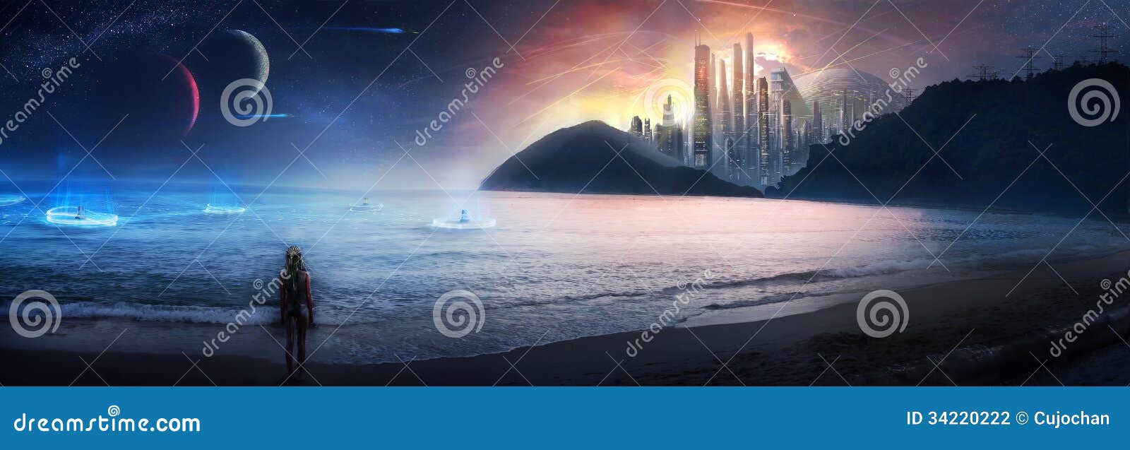 Fantastic view stock illustration. Illustration of light - 34220222