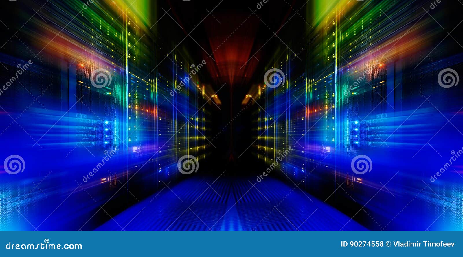 Fantastic View of the Modern Mainframes in Data Center Row Stock Photo ...