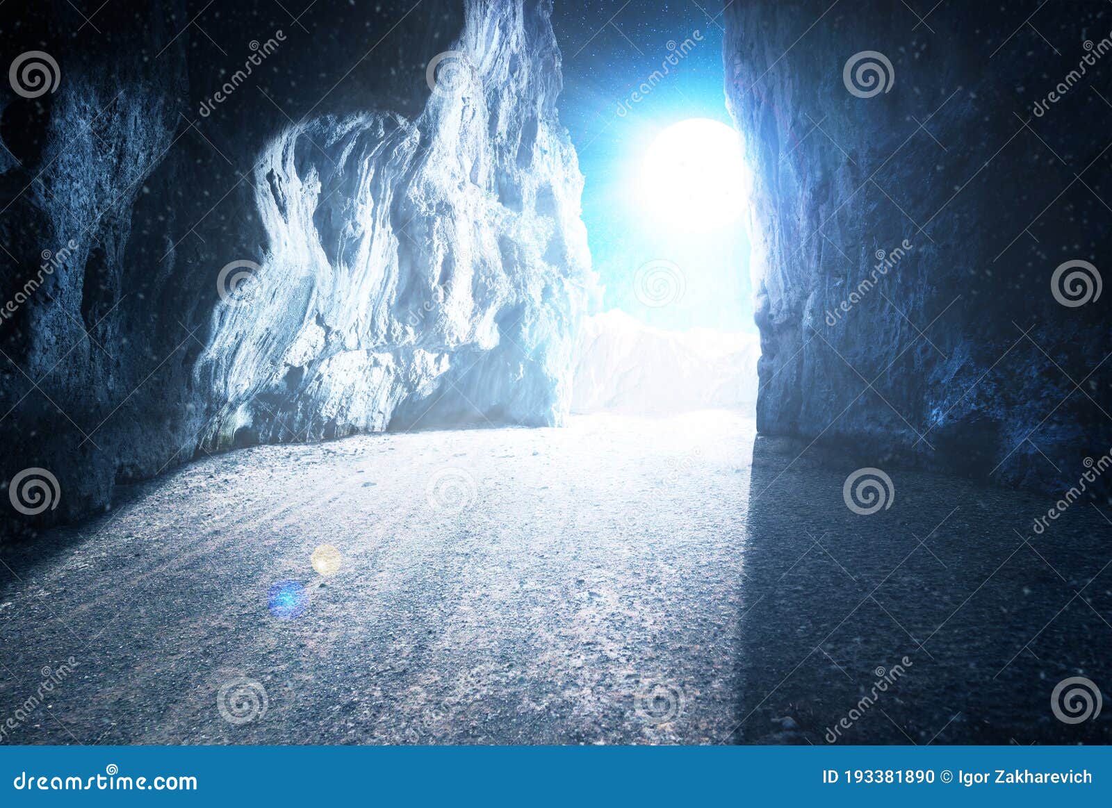 Fantastic View of the Moon from the Cave Stock Photo - Image of light ...