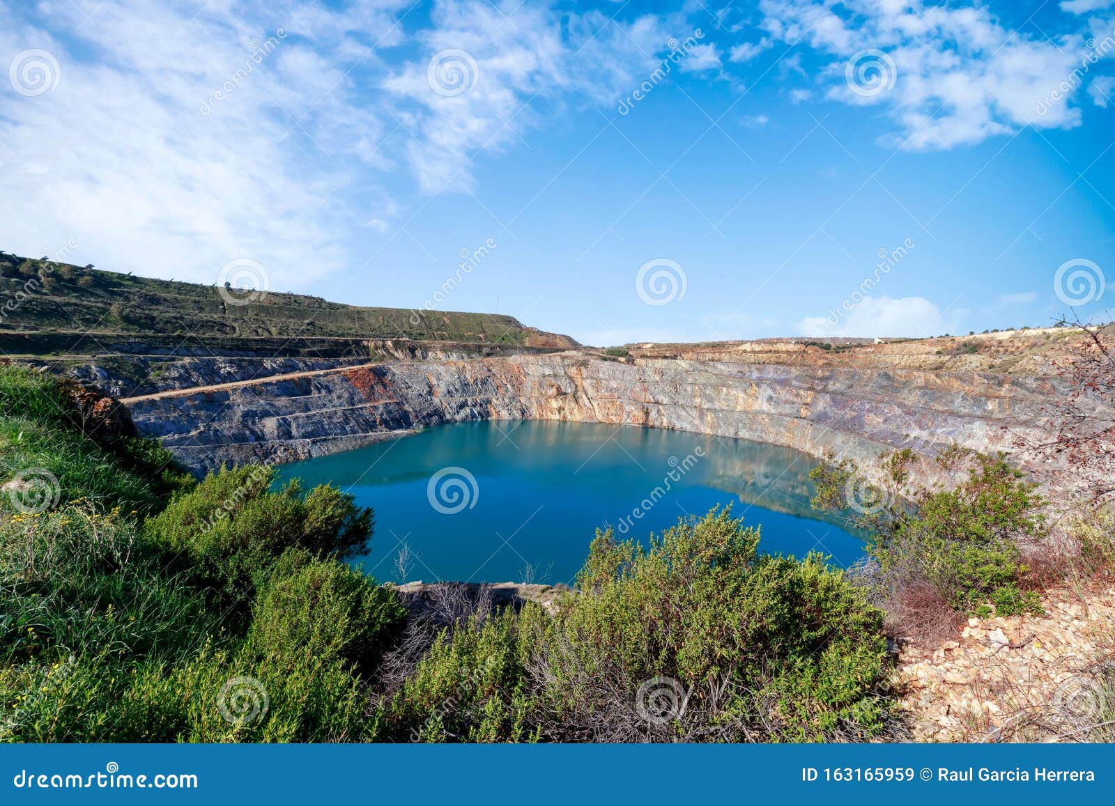 Fantastic View of Open Pit Mining Landscape on Blue Sky Stock Image ...