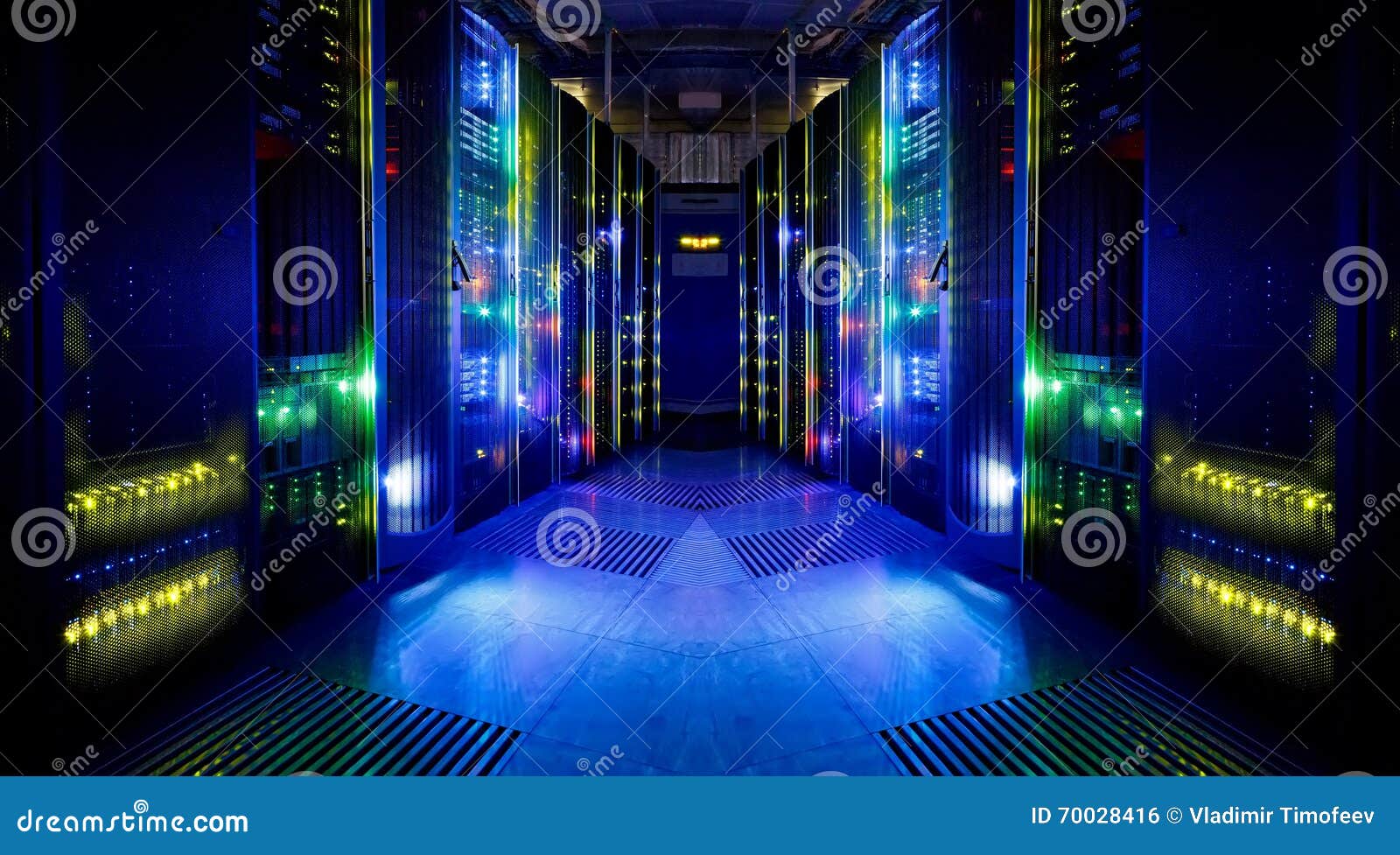 Fantastic View of the Server Room Stock Photo - Image of connection ...