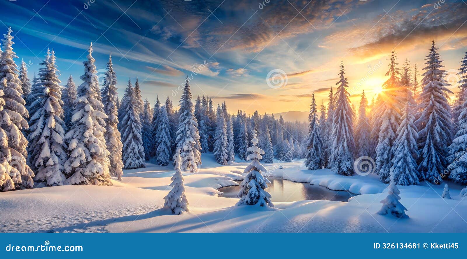 Fantastic Winter Landscape Glowing by Sunlight. Dramatic Wintry Scene ...