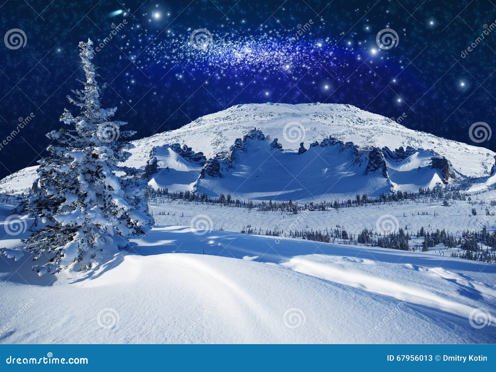 Fantastic Winter Starlight Night Stock Image - Image of outer, asterism ...