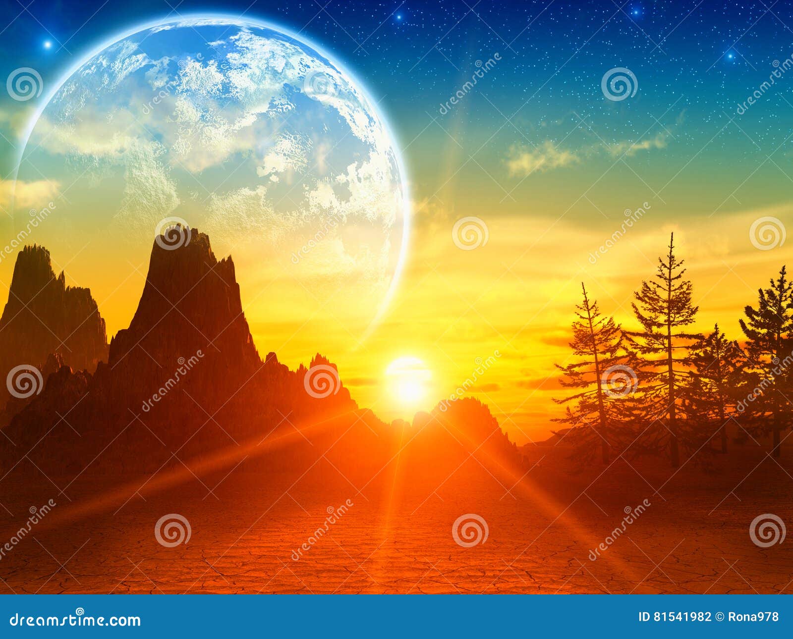 Fantastic worlds stock illustration. Illustration of colorful - 81541982