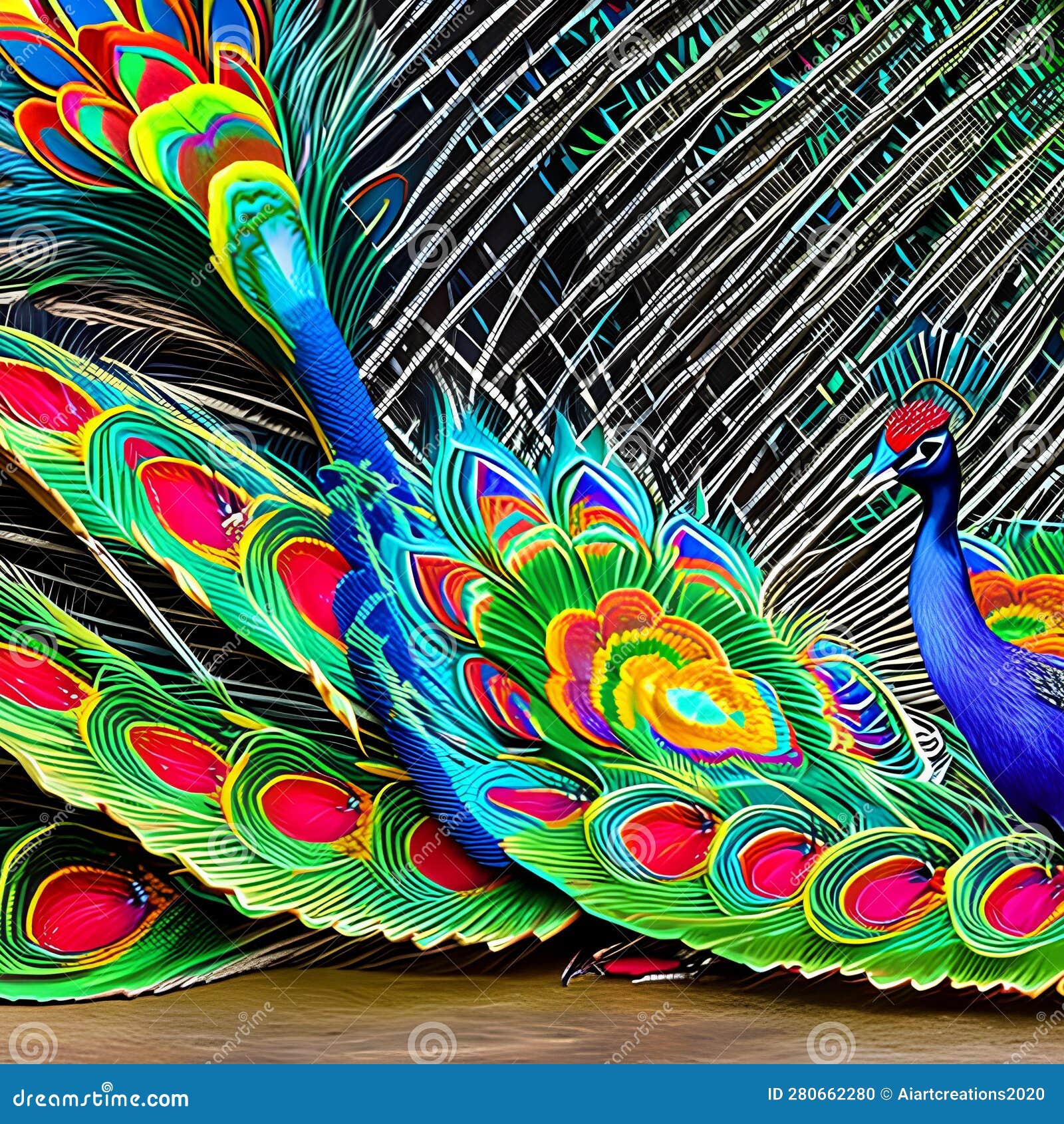 A Fantastical Combination of a Snake and a Peacock, with a Long ...