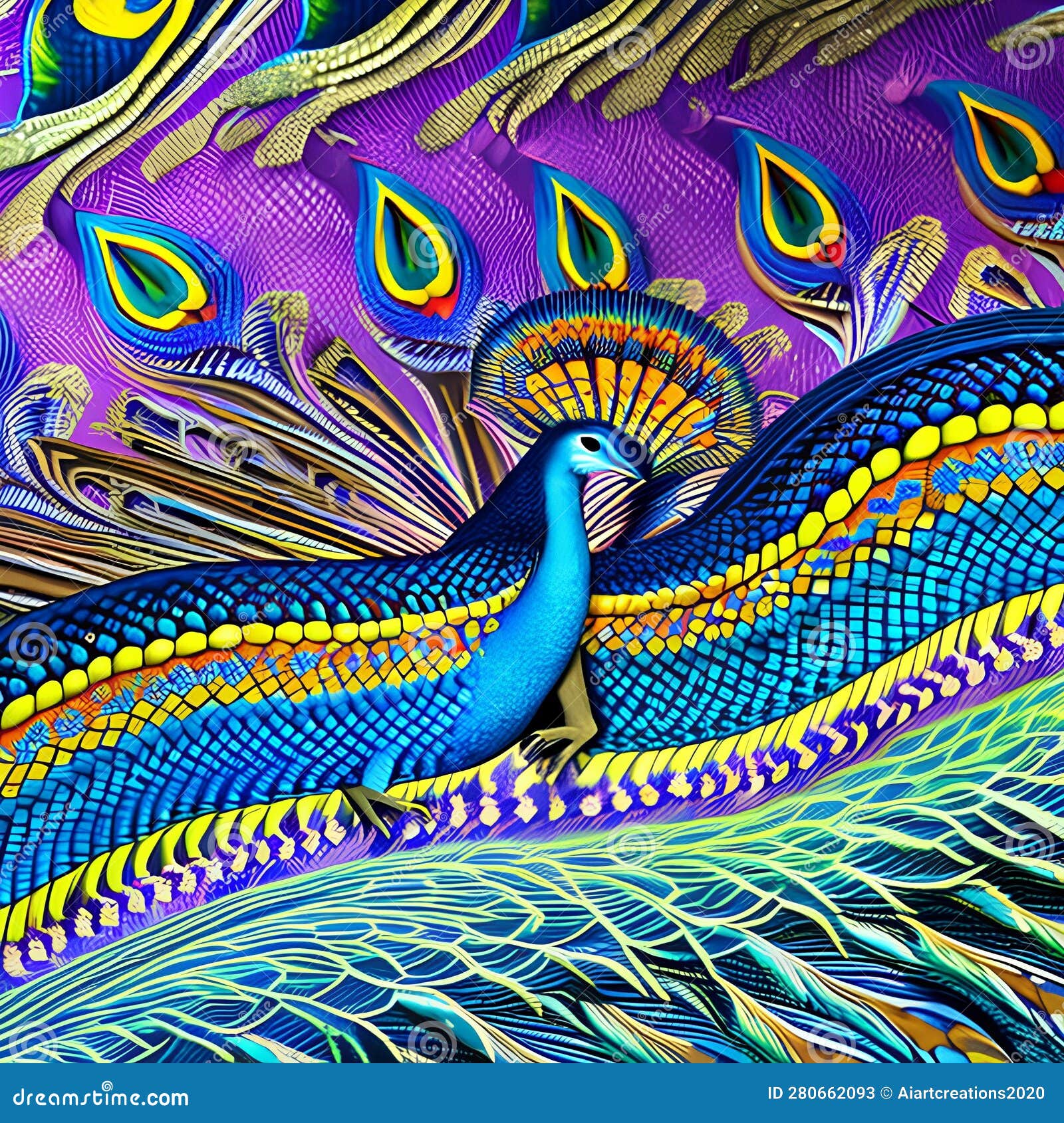 A Fantastical Combination of a Snake and a Peacock, with a Long ...