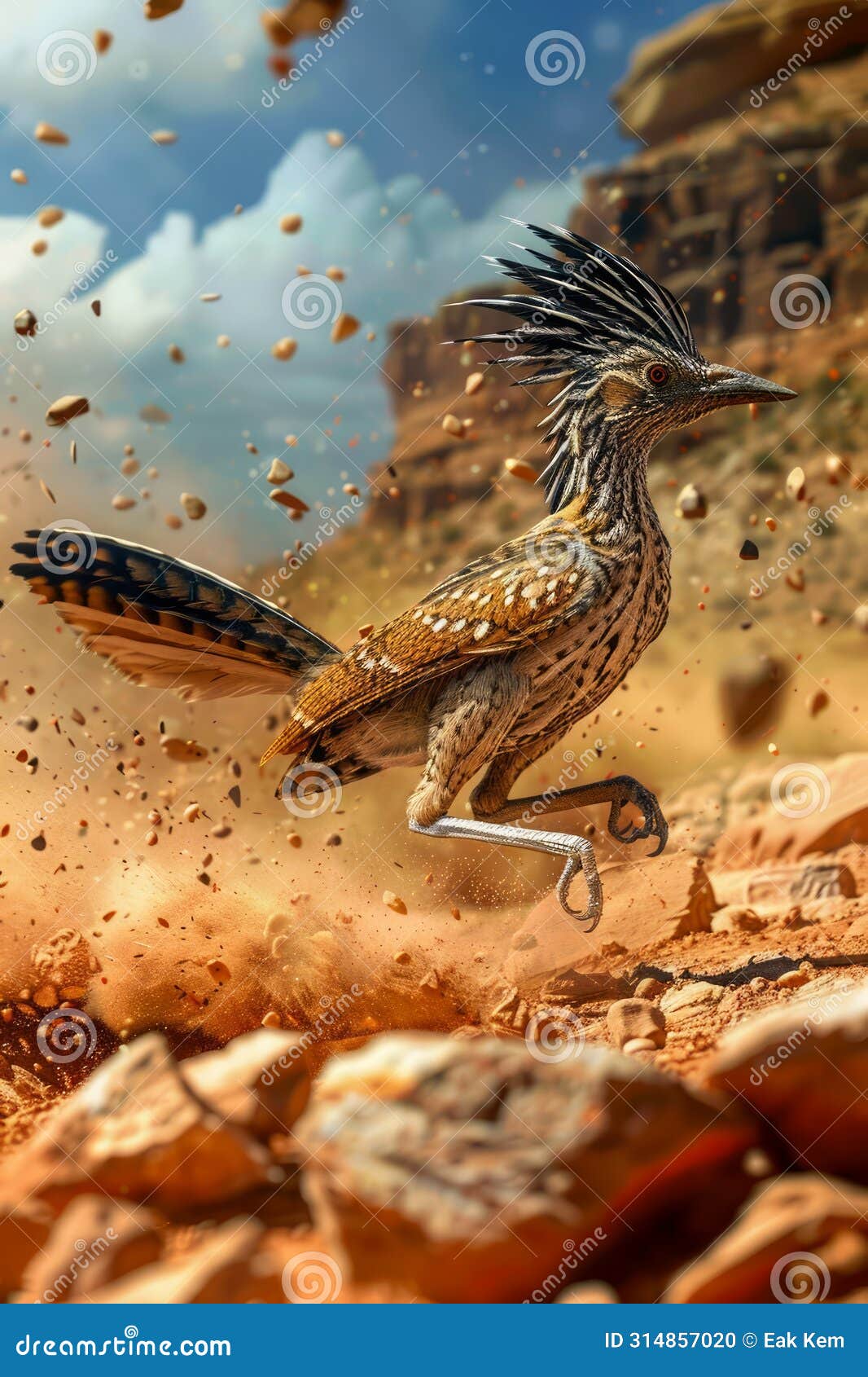 Fantastical Digital Art of a Mythical Bird Creature in a Dynamic Dusty ...