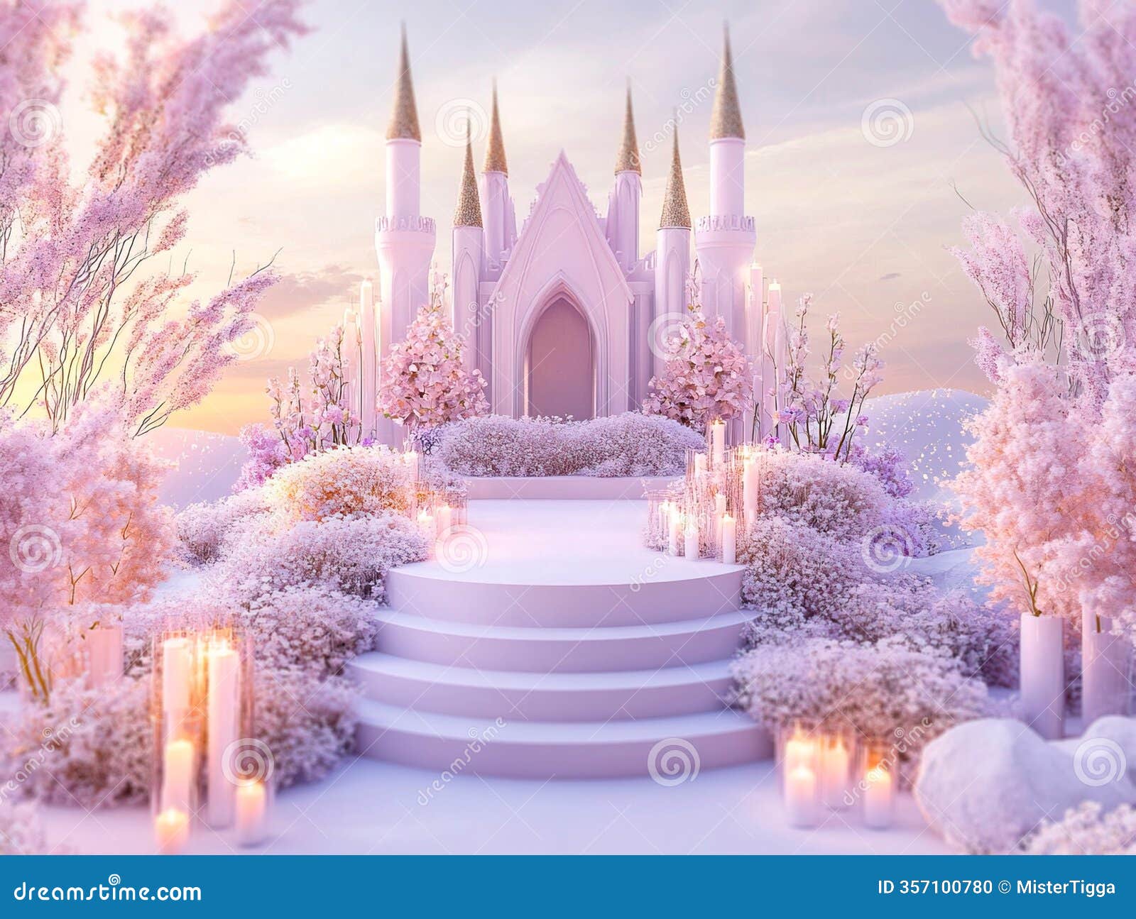 A Grand, Fantastical Castle Setting With A Ceremonial Staircase ...