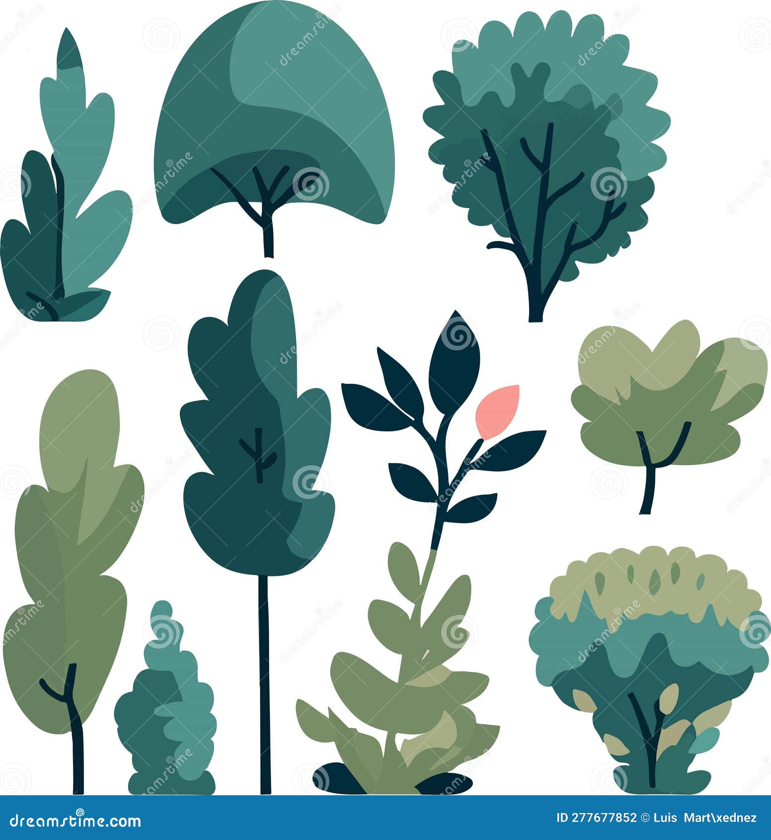 Fantastical Flat Shrub Forest Frame Floral Vector Stock Illustration ...