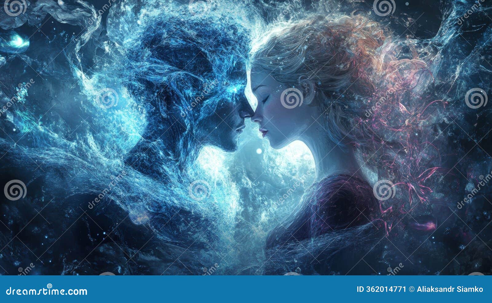 Elemental Beings Sharing Energy Ball Between Fire And Ice Stock ...