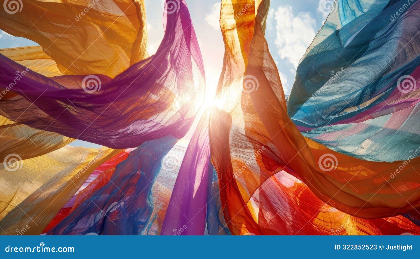 A Fantastical Scene of Vibrant Fabrics Interweaving and Floating in an ...